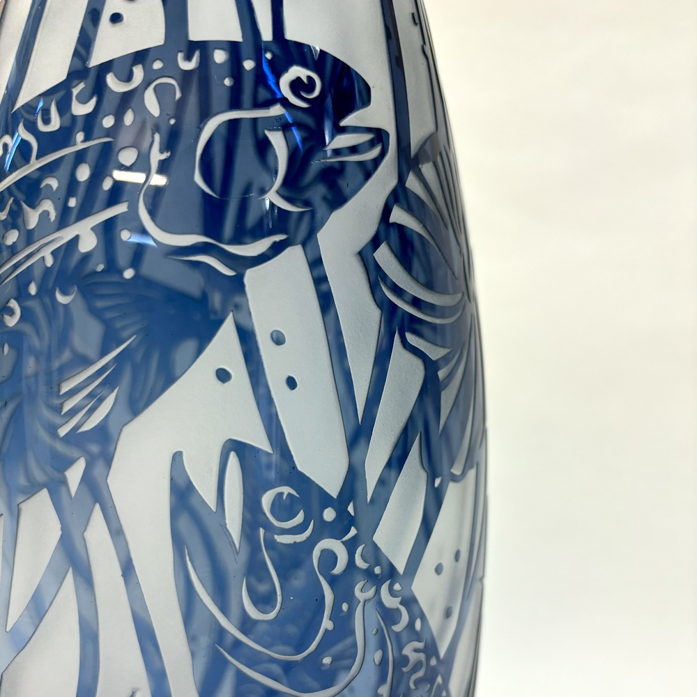 Louise Hawkins | River Trout Vase | Loco Glass Ltd - British Handmade Glass